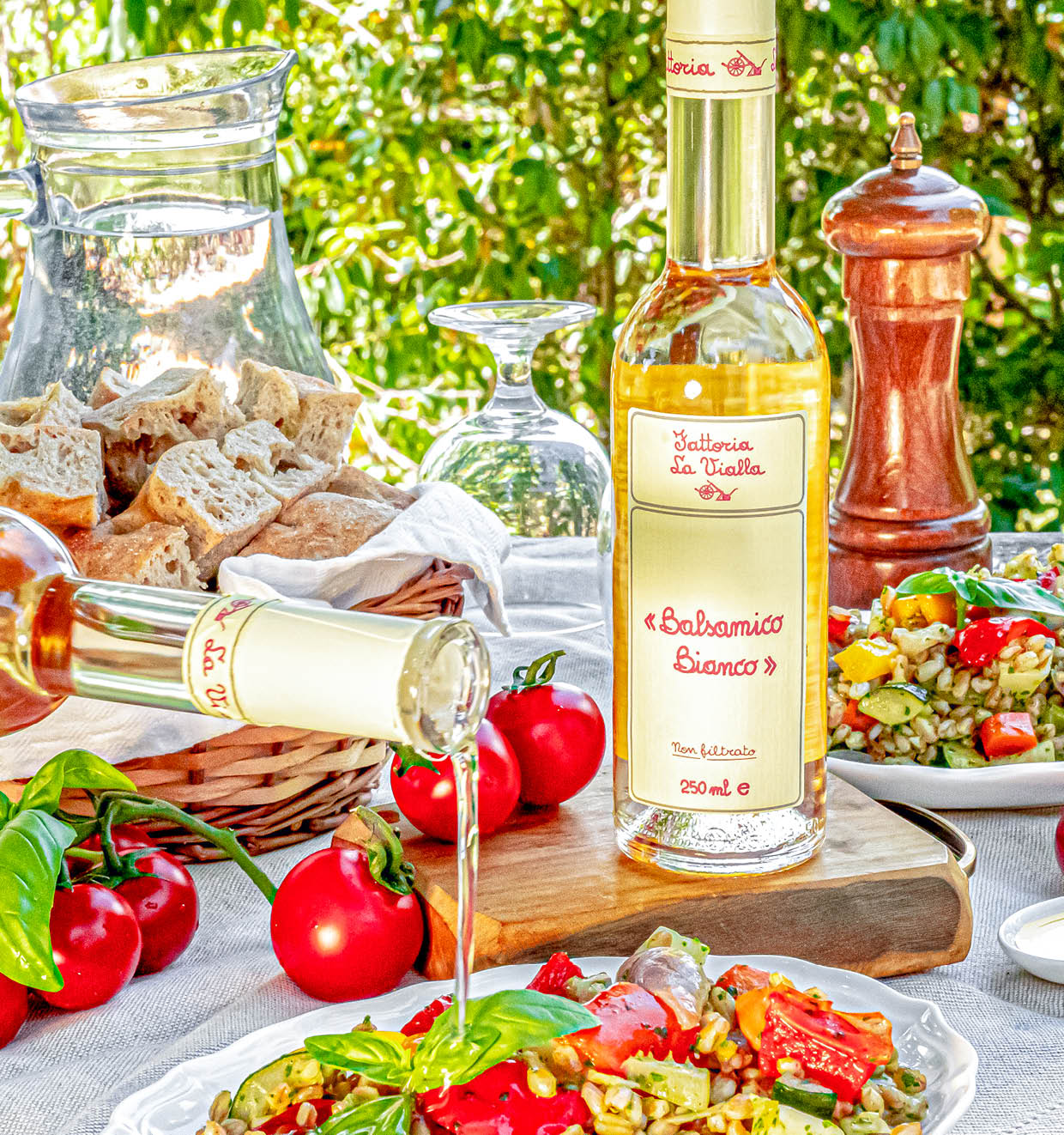 Ungefiltert Balsamico Bianco (Karton mit 4 Flaschen zu 0,250 l) | La Vialla