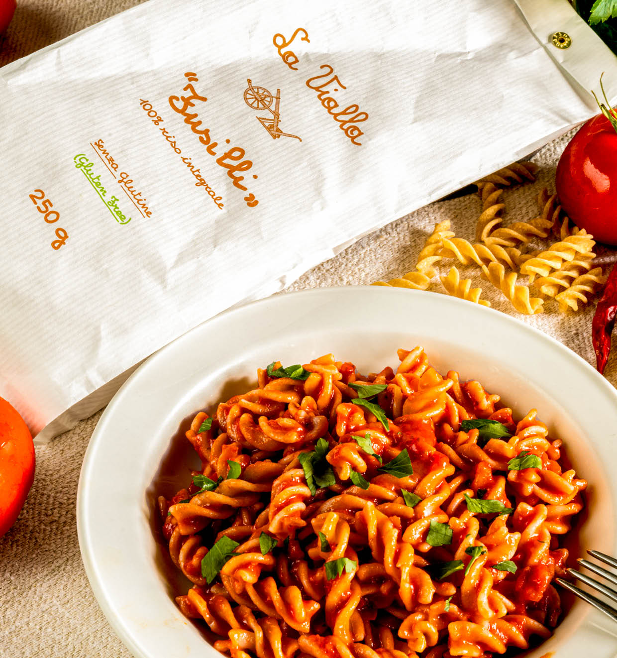 Pasta aus 100% vollkornreismehl Fusilli - glutenfrei (4 Säckchen zu 250 ...