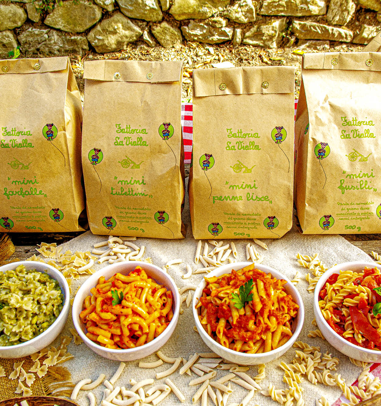 2 tubettini + 2 penne lisce + 2 fusilli + 2 farfalle made from ...